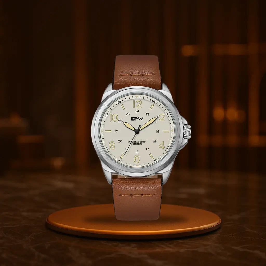 Modern Classical Watch – Quartz, Shockproof, Leather & Fabric Strap